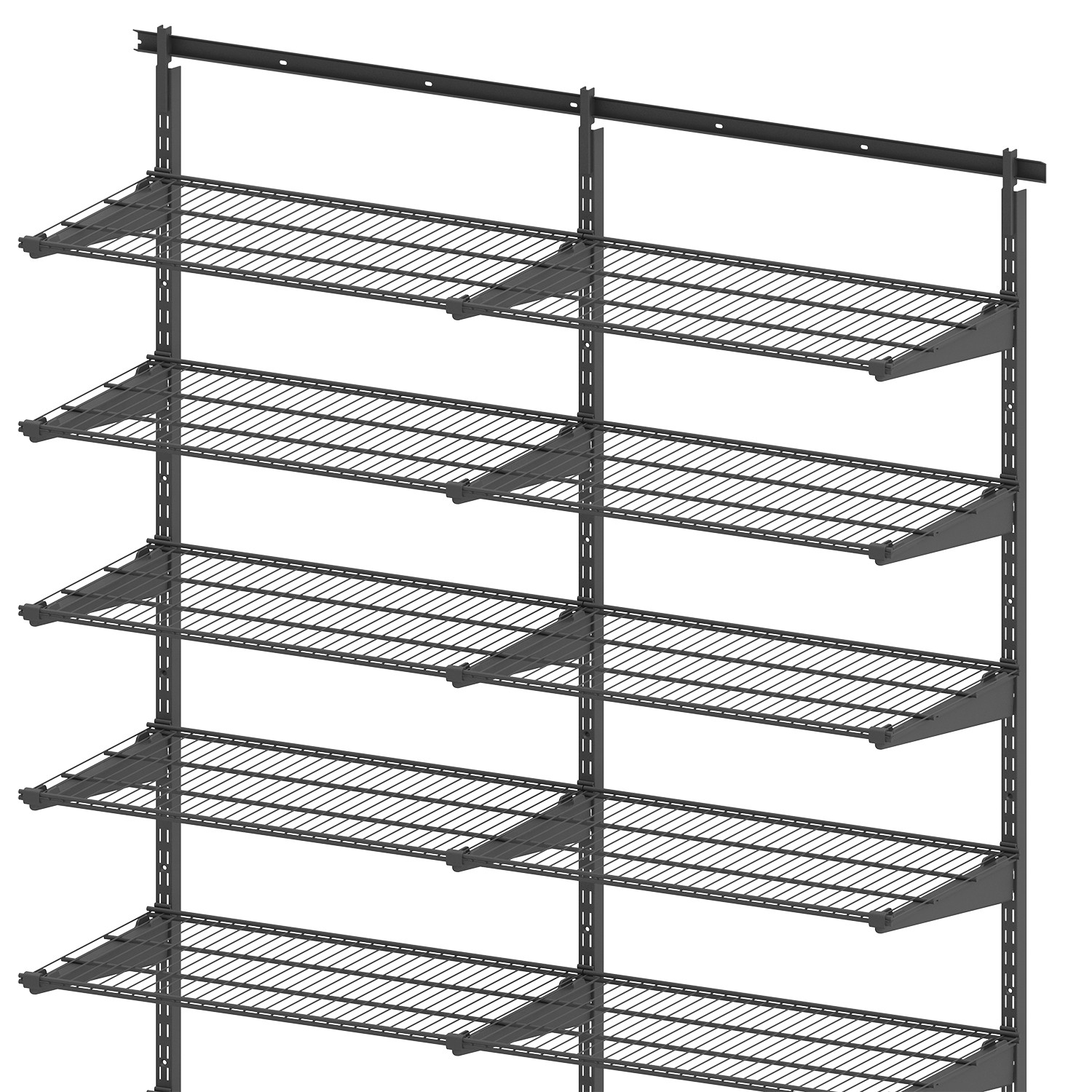 Wall rail system | anthracite | width 1200 mm | 16 shelves | Lanka ja ...