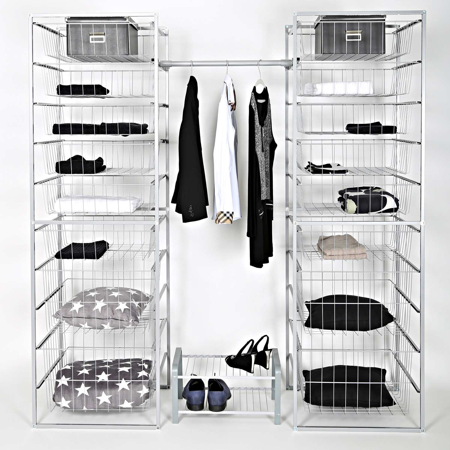 Silver basket rack with 4 baskets / basket system - Innovative Storage ...
