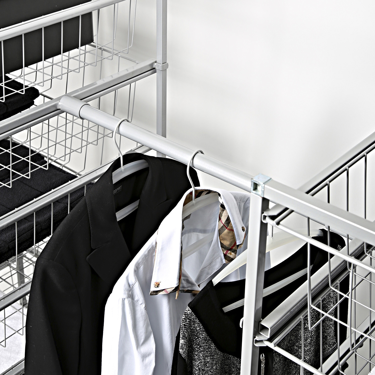 Silver clothes pole support / LM basket trays - Innovative Storage ...
