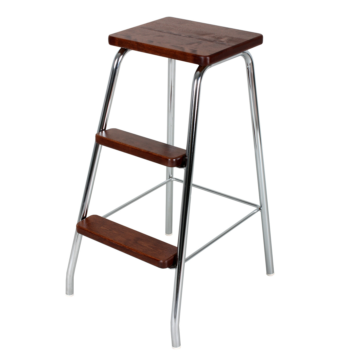 Stool with chromed frame / walnut colour wood sections - Innovative ...