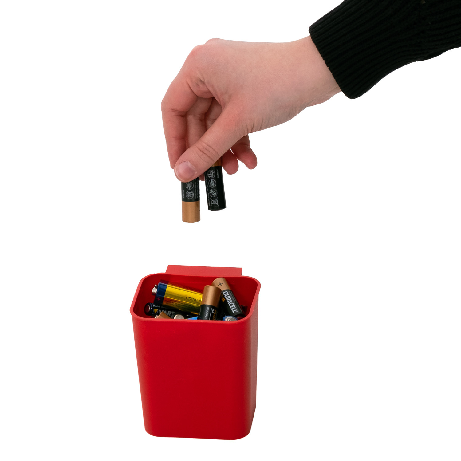 Red battery waste bin / 0.5L / material plastic - Innovative Storage ...